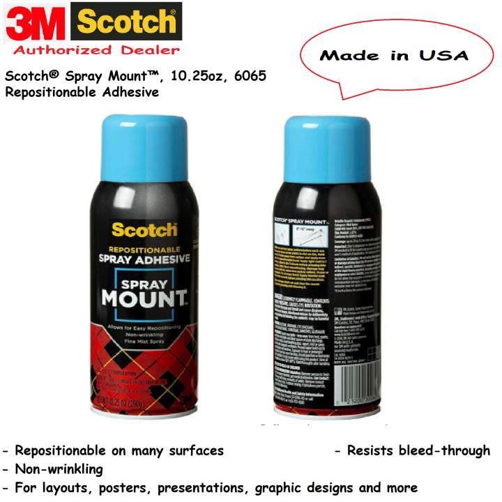 3M Scotch® Spray Mount 6065 Repositionable Adhesive 10.25 OZ 290g / 3M SCOTCH® Spray Mount™ | Lazada