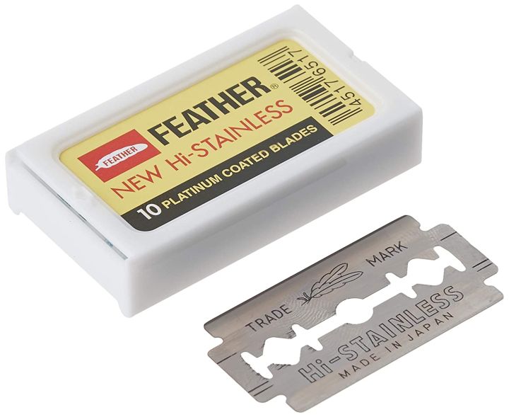 Feather Safety Razor Blades (10 pcs) - Platinum Coated Shaver Sourdough ...