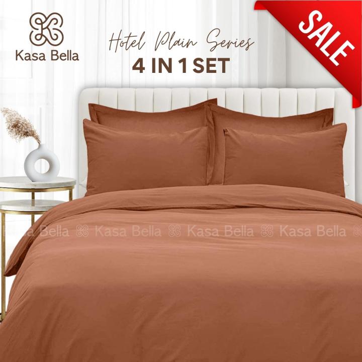 Kasa Bella – Plain Coffee Cotton Blend, Bamboo Fiber 4in1 Complete ...