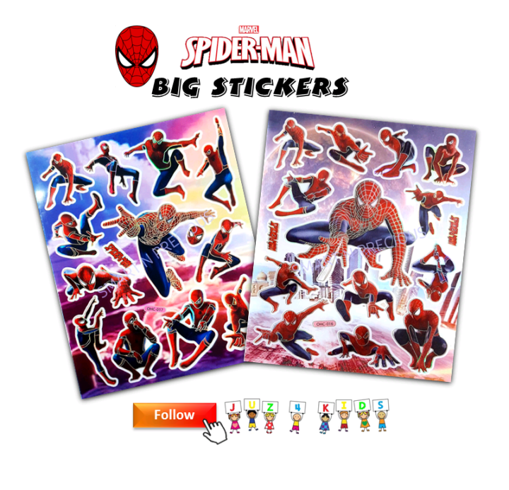 Spiderman Large Sticker Set for Kids Art and Craft (A4 Size, High ...