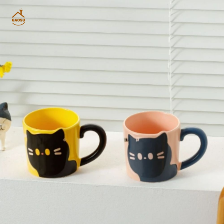 GAOSU ลายแมว ถ้วยกาแฟแมว รูปแบบสร้างสรรค์ ดีไซน์น่ารัก แก้วเซรามิก ของ ...