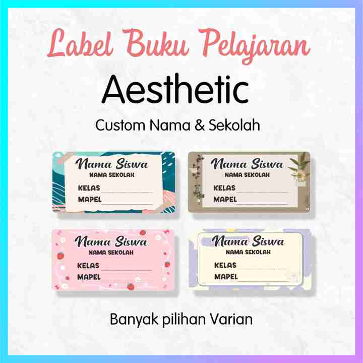 Sticker Label Buku Pelajaran Sekolah Aesthetic/ Sticker Custom ...