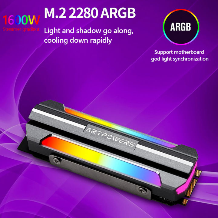M2 SSD Heatsink Cooler ARGB M.2 2280 NVME Solid State Hard Drive ...