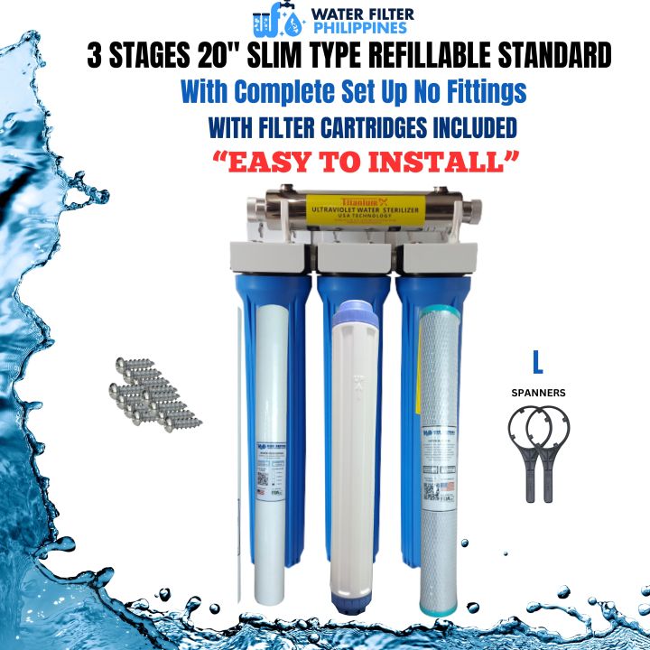 Water Filtration System Top Selling 3 Stages 20" Slim Type Refillable ...