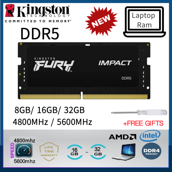 Kingston Fury Impact DDR5 8GB/16GB/32GB 4800MT/s to 5600MT/s CL38 CL40 PC5 SODIMM Laptop Memory ...