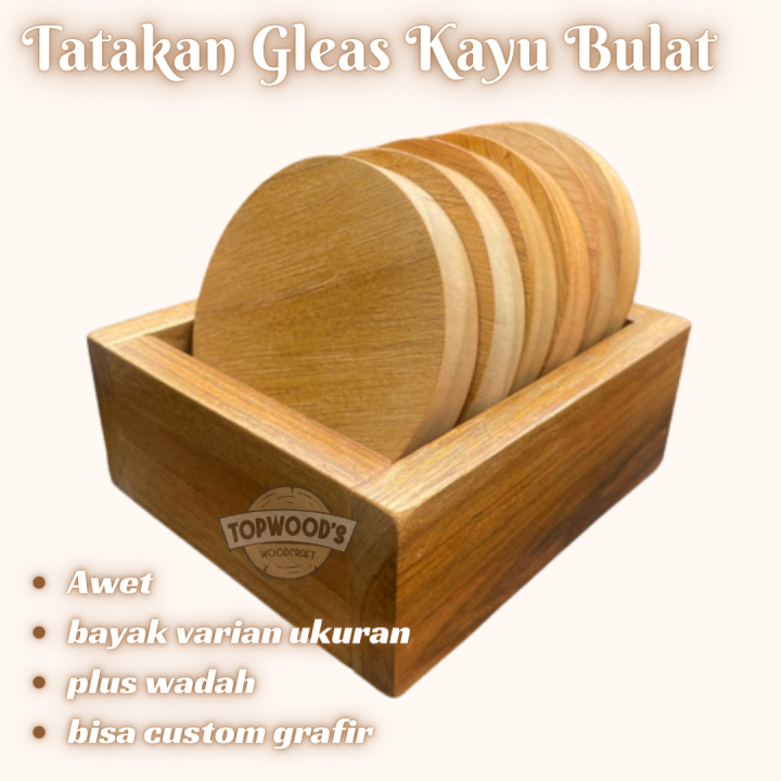 Tatakan Gelas Kayu Bulat - Wooden Coaster | Lazada Indonesia