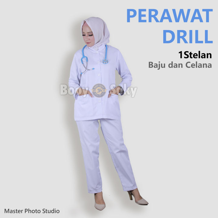 Seragam Perawat Wanita Lengan Panjang, Baju Perawat Wanita Lengan ...