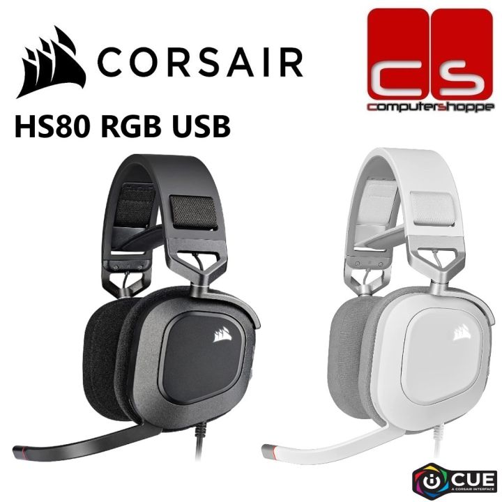 Corsair HS80 RGB USB 7.1 Surround Wired Gaming Headset — Carbon/White ...