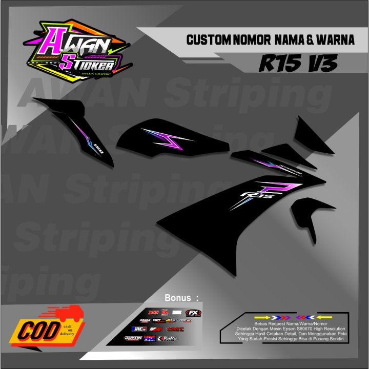 Stiker Striping Motor R15 V3 Desain Terbaru Variasi R15 V3 | Lazada ...