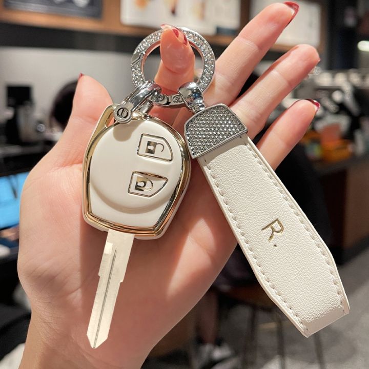 Leather Keychain New TPU 2 Button Car Key Case Full Cover Shell For ...