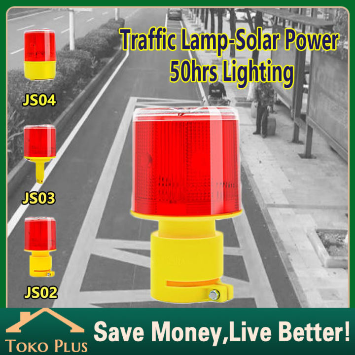 Megnetic Daya Surya Lampu Peringatan LED Warna Merah untuk Lalu Lintas ...