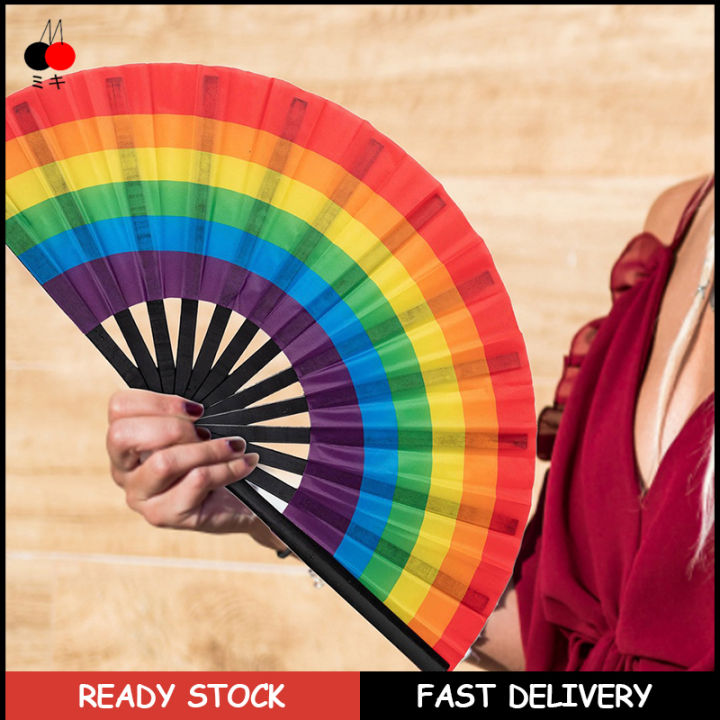 33CM Bamboo Bone Pride Folding Hand Fan LGBT Fans Festival Pride ...