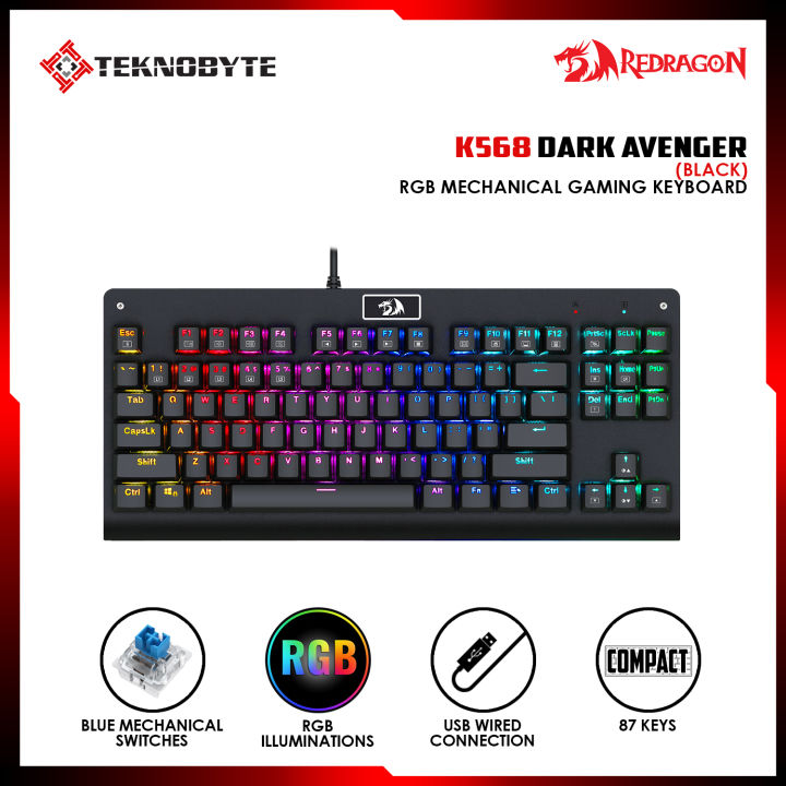 REDRAGON K568 RGB DARK AVENGER BLUE switch Mechanical Gaming Keyboard ...