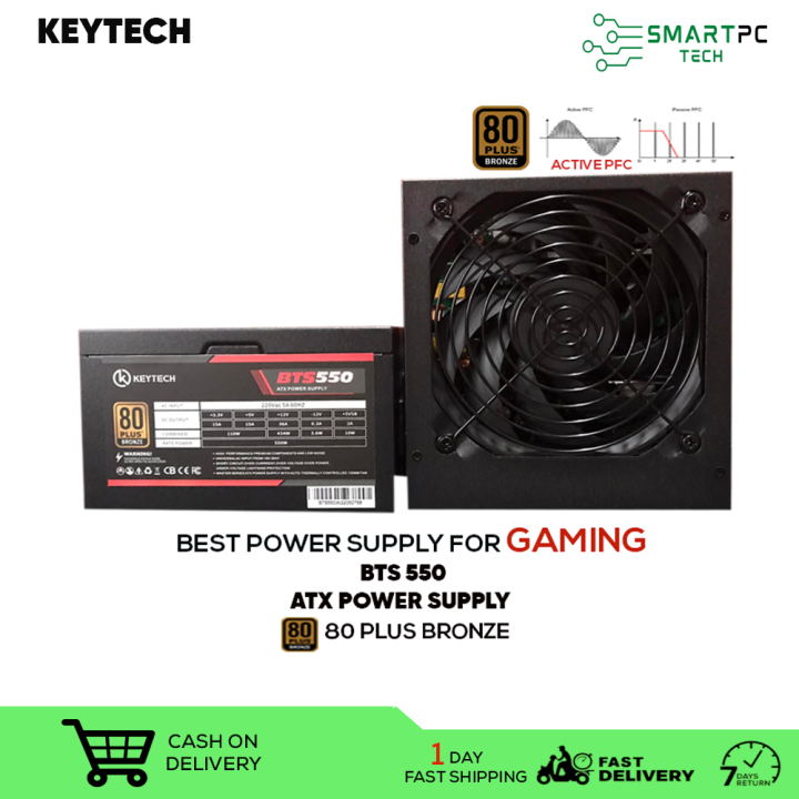 SmartPCTech Best Buy KEYTECH BTS550 ATX Power Supply 80Plus Bronze ...