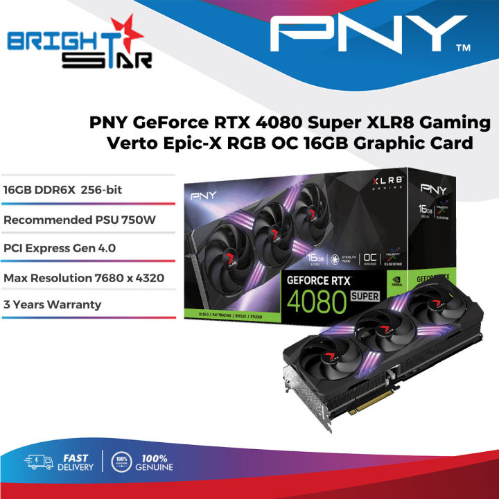 PNY GeForce RTX 4080 Super XLR8 Gaming Verto Epic-X RGB OC 16GB Graphic ...