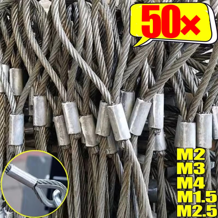 50Pcs Double Hole Cable Crimp Sleeve Ring Wire Ferrules 8-Shape ...