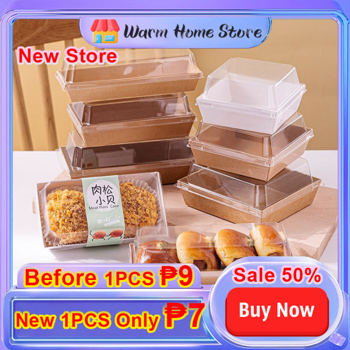 Kraft Sushi Tray Sandwich Box with Lid Pastry Dessert Box Sandwich ...