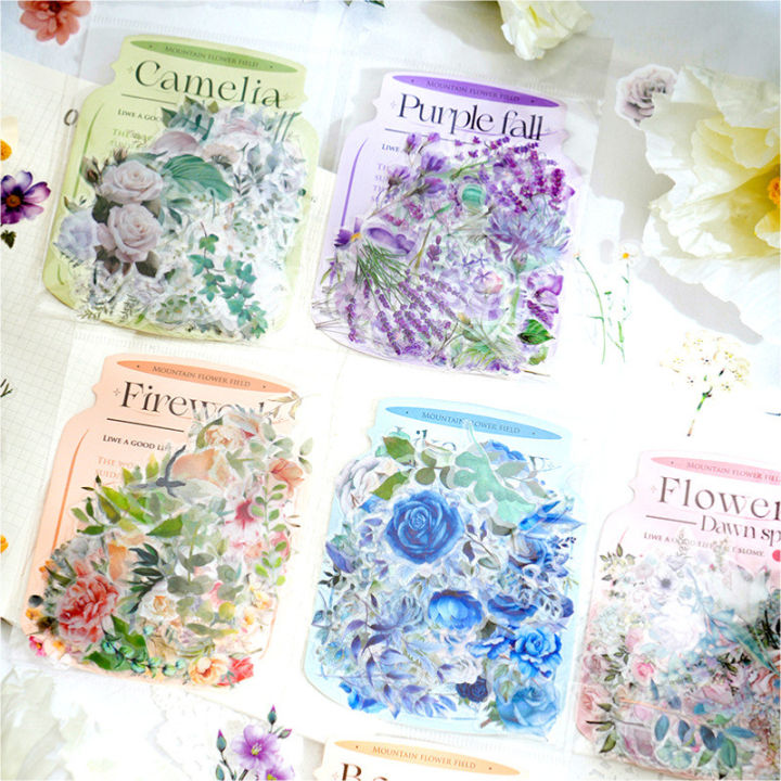 ENWEI 100 Pcs [Mountain Flower Field Series] Vintage Journal Stickers ...