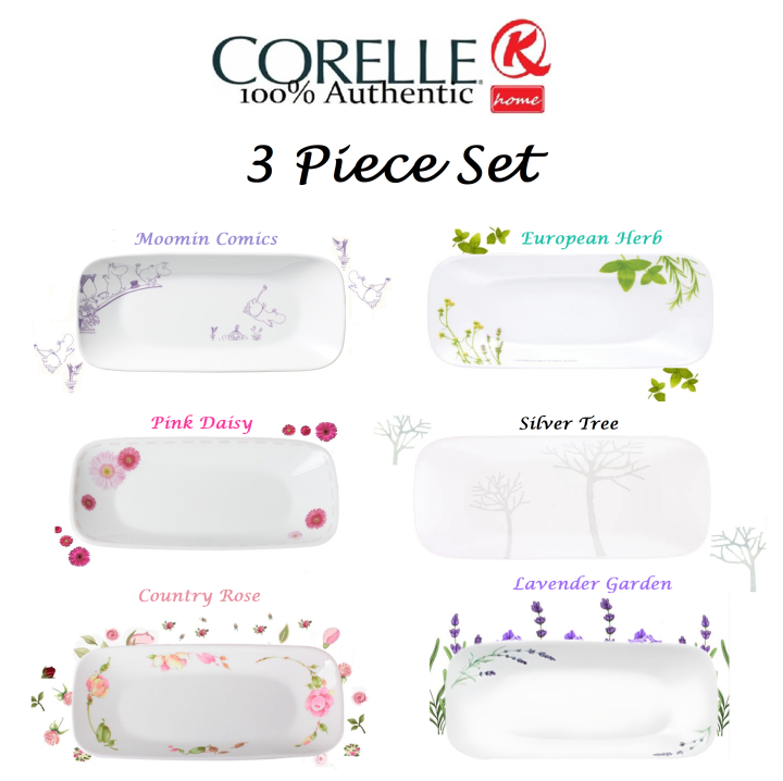 CORELLE Fish Plate 26.7cm x 12.2cm 3 Piece Set | Lazada PH