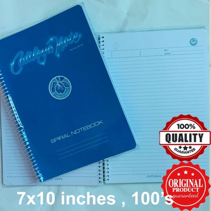 CATTLEYA Spiral Notebook BLUE 7x10 inches, 100sheets with Plastic Cover ...