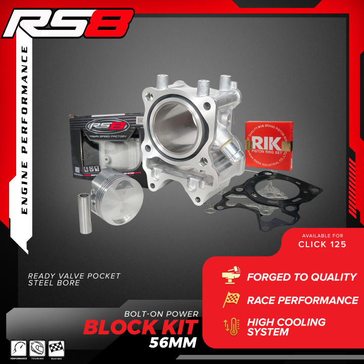 RS8 FORGED STEEL BORE CYLINDER BLOCK KIT 56MM (HONDA CLICK 125/150 ...