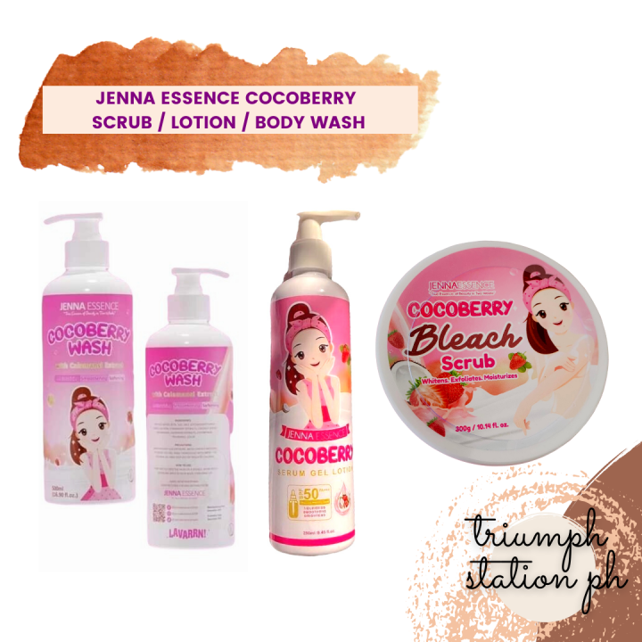 (COD) Jenna Essence Cocoberry Bleaching Scrub 300g, Serum Gel Lotion ...