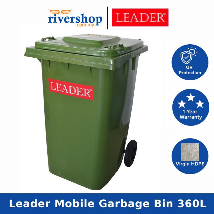 Leader 360Litres Mobile Garbage Bin / 2 Wheel Compost WasteBin Rubbish ...