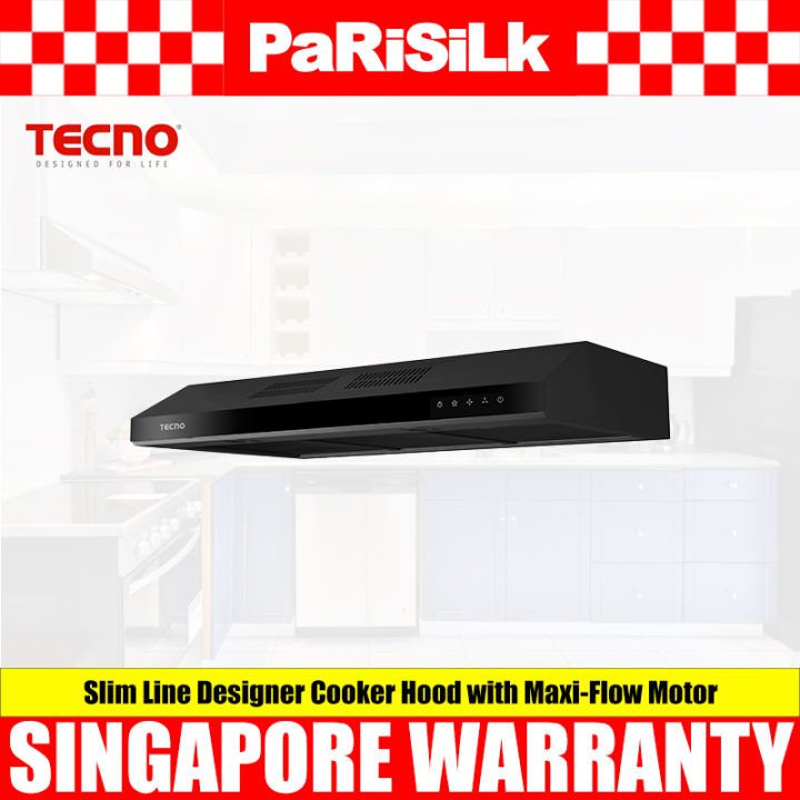 (Bulky) TECNO TCH 908TC/BK Slim Line Designer Cooker Hood with Maxi ...