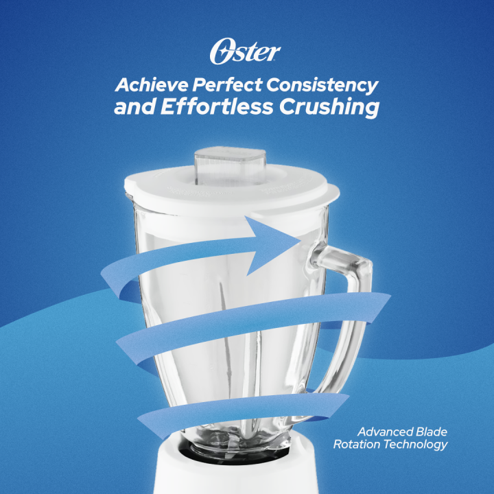 Oster 8-Speed Blender with 1.25L Heat Resistant Glass Jar, All-Metal ...
