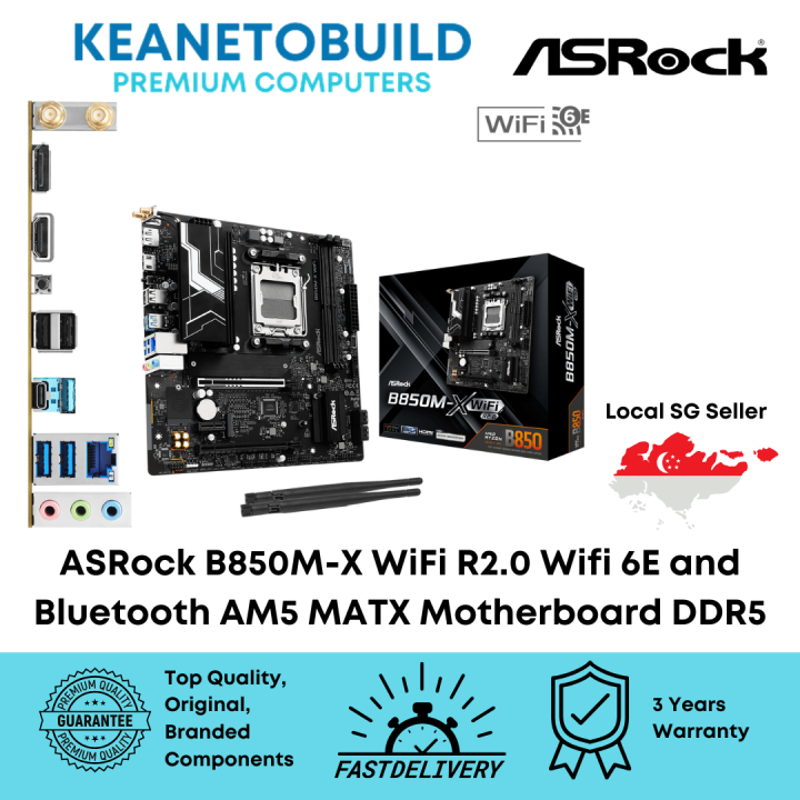 ASRock B850M-X WiFi R2.0 Wifi 6E and Bluetooth AM5 MATX Motherboard DDR5 | Lazada Singapore