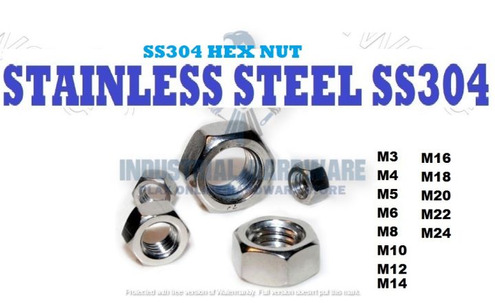 Hex Nut M3 M4 M5 M6 M8 M10 M12 M14 M16 M18 M20 M22 M24 Stainless Steel ...
