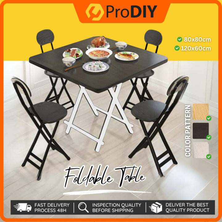 Foldable Table / Chair Stools Dining Table Folding Portable Tall Square ...