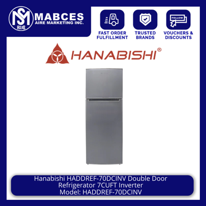 Hanabishi HADDREF-70DCINV 7 cu ft Double Door Refrigerator Inverter ...
