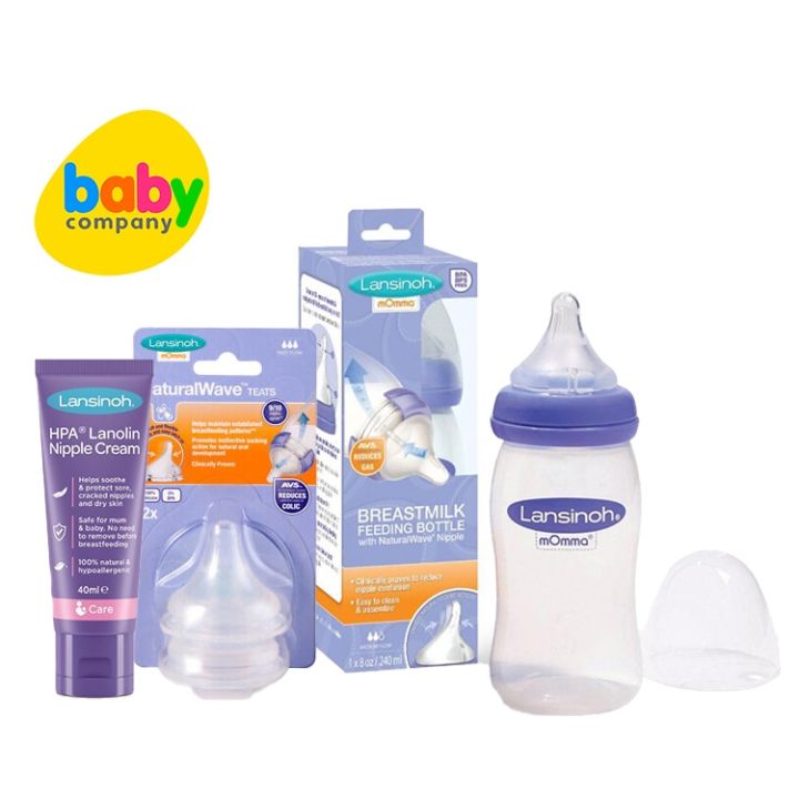 Lansinoh mOmma Bottle 240ml (Pack of 2) with Nipple Fast Flow Nipple ...