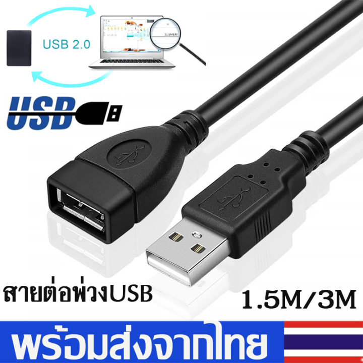 สายต่อยาว สายพ่วงUSB สายเพิ่มความยาวUSB2.0 สายต่อUSBตัวผู้เป็นตัวเมีย ...