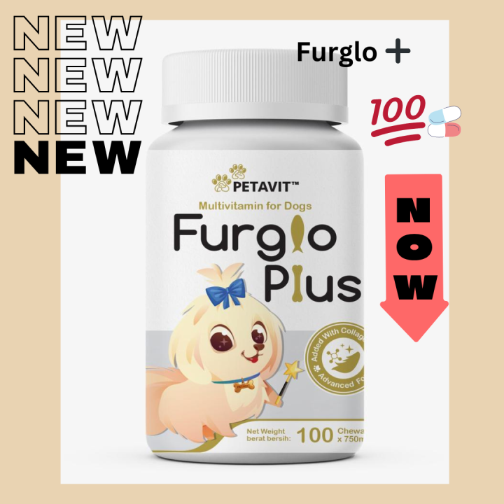 PETSTOREZ [NEW] Petavit FurGlo PLUS 100 Tablets Enhanced Formulation with 14 Types Vitamin ...