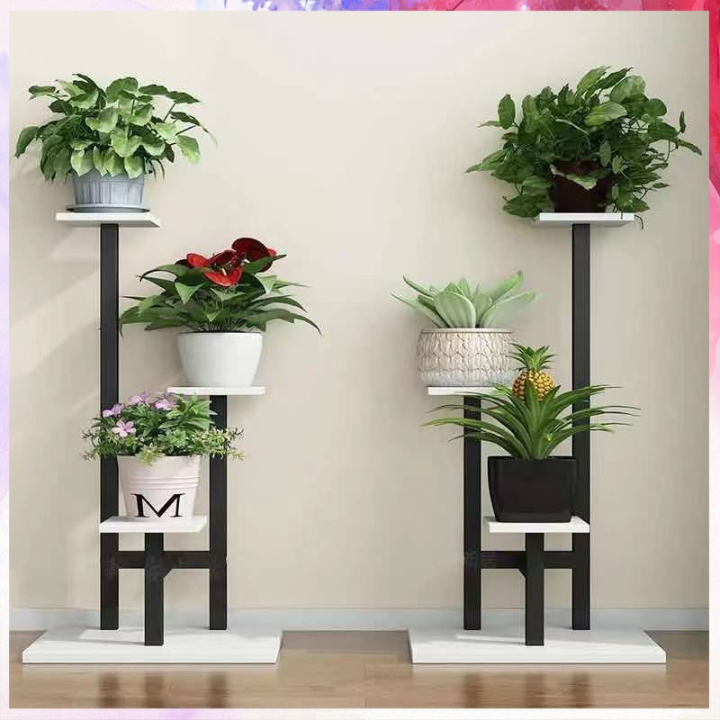 Multi-layer simple flower stand household shelf balcony indoor and ...