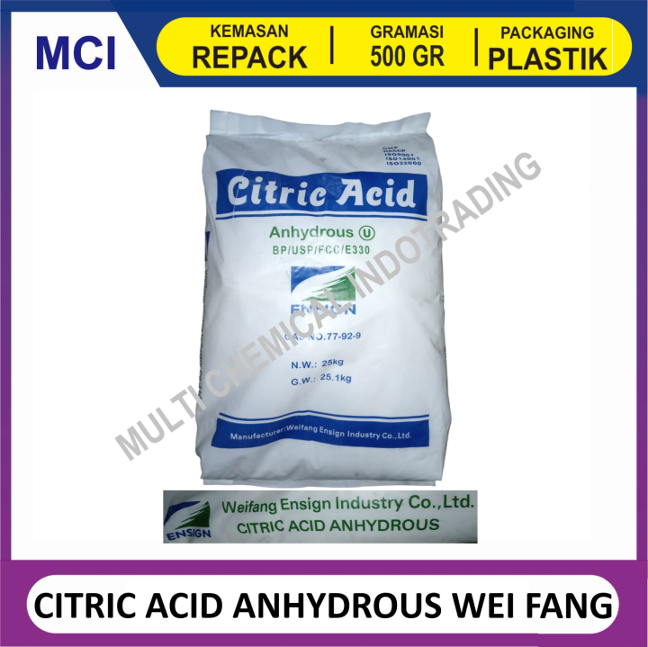 CITRIC ACID CITRUN ASAM SITRAT ANHYDROUS WEI FANG - REPACK 500 GR ...