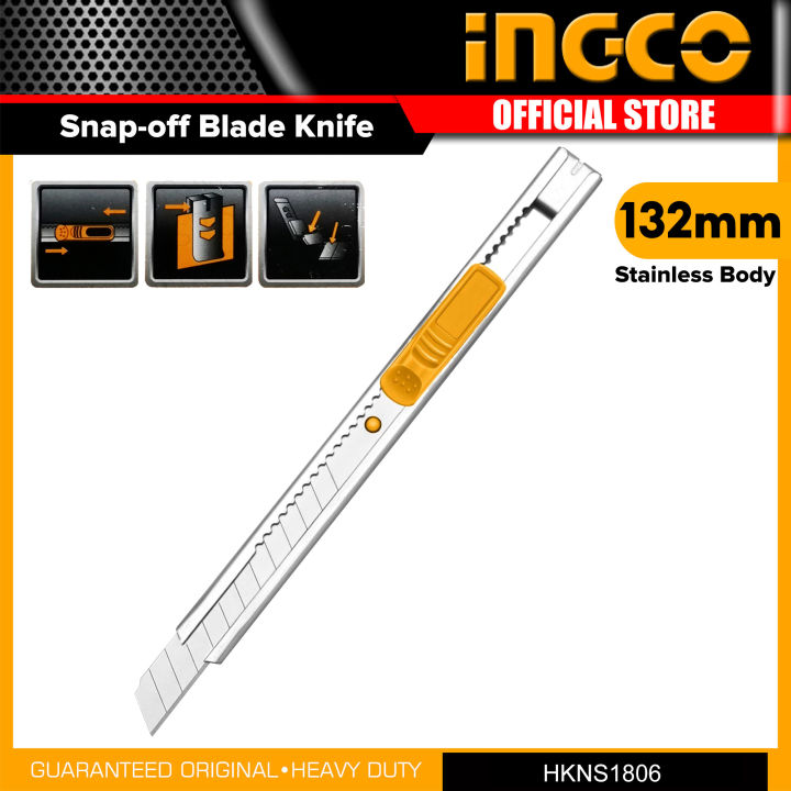 INGCO HKNS1806 Snap Off Blade Knife Cutter Stainless Steel Body HT2 ...