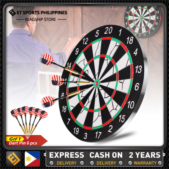 Et Sports Dart Board Set Original 18 Inch Double Sided Flocking Dart