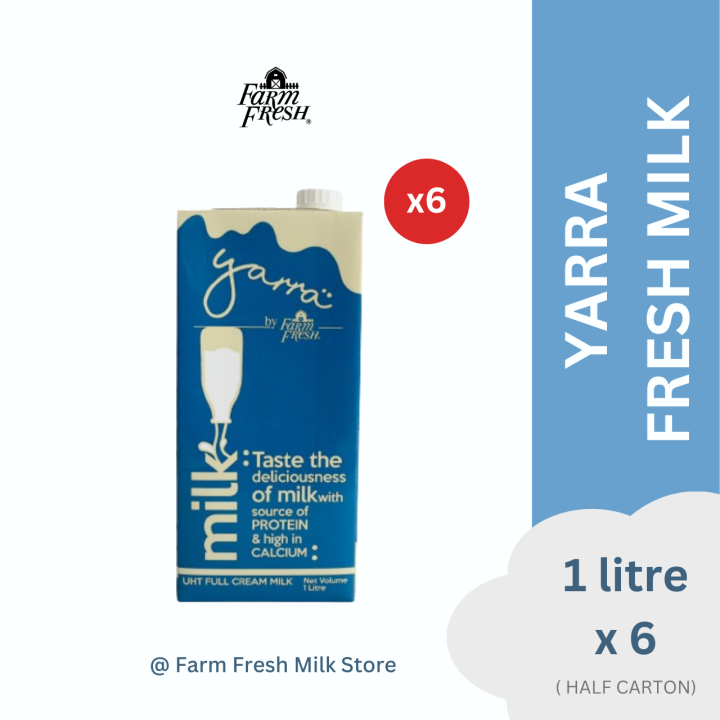 YARRA BY FARM FRESH FULL CREAM MILK 1L HALF CARTON X 6 PACKS | Lazada