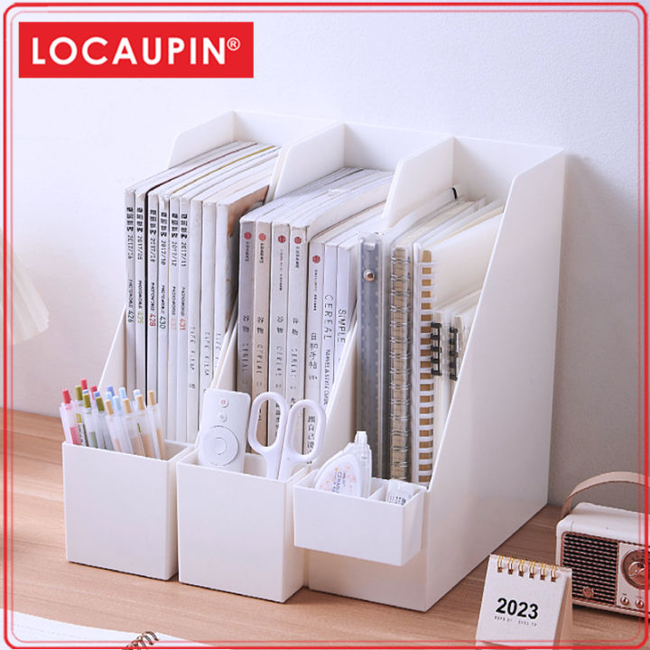 Locaupin Office Study Plastic Vertical File Folder Storage Organizer ...