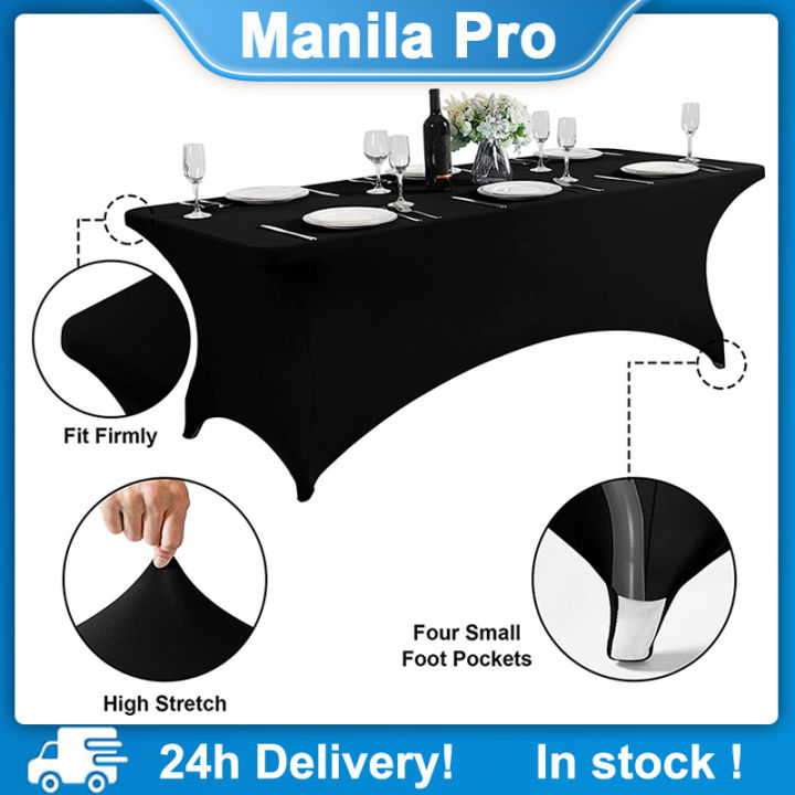 Hotel flexible tablecloth rectangular elastic bar cocktail table cover ...