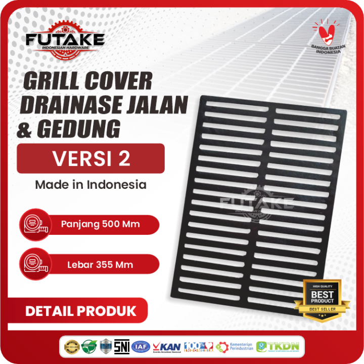 GRILL COVER DRAINASE JALAN DAN GEDUNG 500X355 VERSI 2 HITAM | Lazada ...