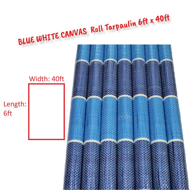 Blue White Canvas Roll Tarpaulin 6ft x 40ft (12Meter) / Kanvas Biru ...