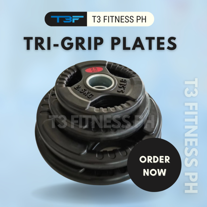 T3F 1 PAIR Olympic Tri grip Weight Plates Rubberized [t3fitnessph ...