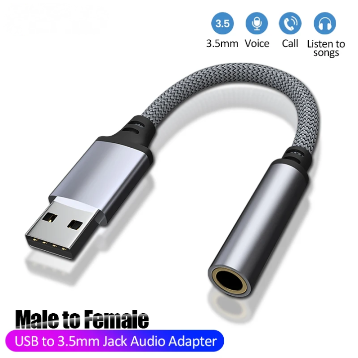 USB External Sound Card 3.5mm Jack Female Audio Adapter Headphone ...