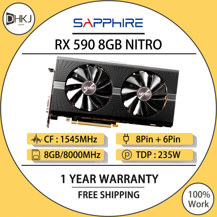 USED SAPPHIRE RX 590 8GB Graphics Cards SP 2304 1545MHz D5 8000MHz GPU ...