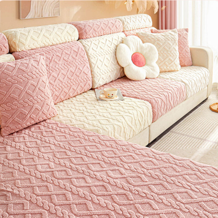 L Shape Sofa Cover 1/2/3/4 Seater Velvet Combination Sofa Cushion Cover ...