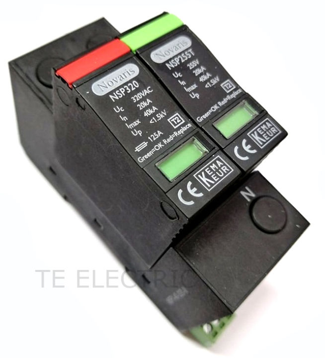 NOVARIS NSP 320 2 POLE SINGLE PHASE SURGE PROTECTOR 20KA / 40KA SURGE ...